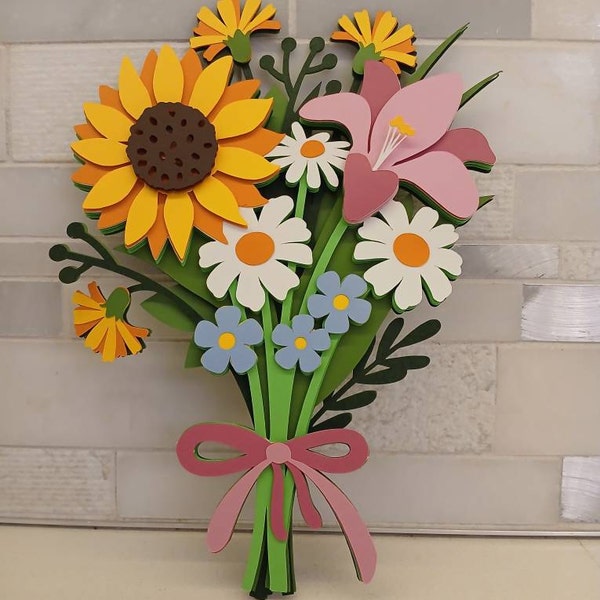 Summer Flower Bouquet SVG | Layered Bunch of Flowers SVG - Etsy