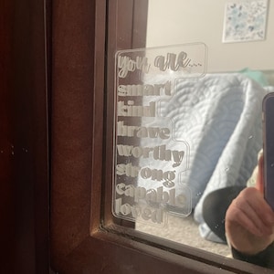 You Are... Positive Affirmation Mirror Window Reusable Sticker Easy to ...