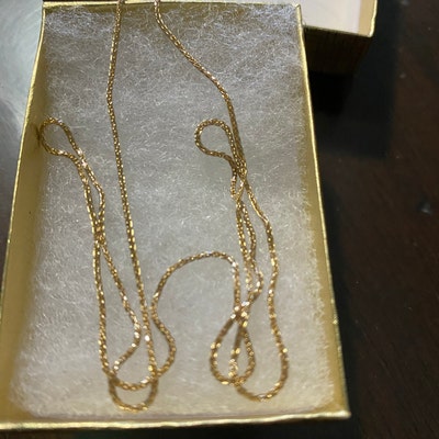 Real 10k Gold Box Chain Necklace 0.65mm/1.25mm Adjustable - Etsy