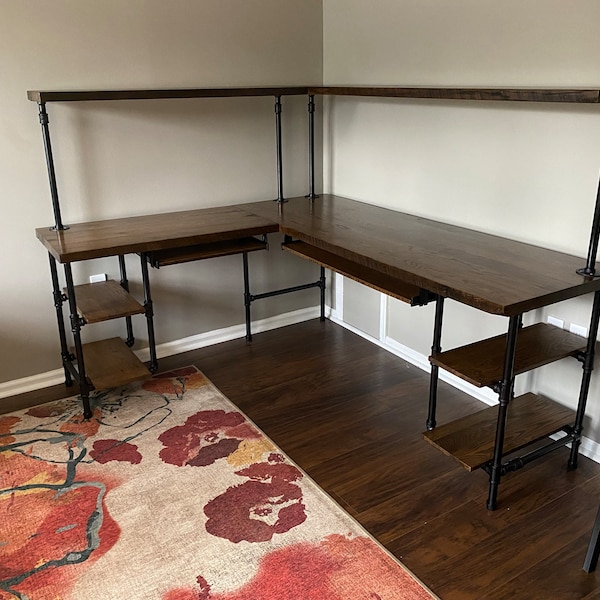 Customized L Shaped Desk With Curve, You Pick Your Tables, Corner Desk ...