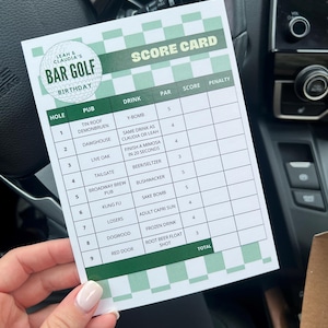 Pub Golf Scorecard Crawl Pub Golf Bachelor Party Games Pub Golf Bar ...
