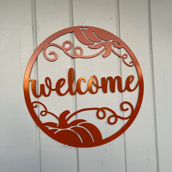 Fall Welcome Metal Door Hanger, Fall Door Hanger, Pumpkin Decor, Fall ...
