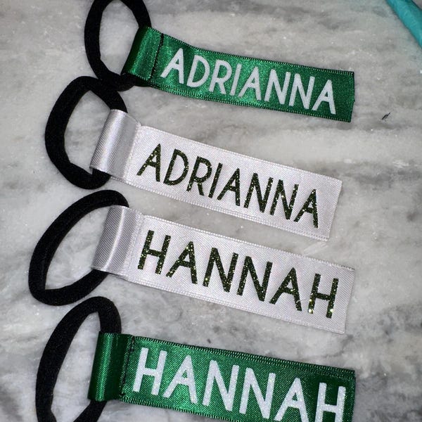 Pom Pom Tags - Set of 2 - Cheer - Cheerleader - Name - Personalized ...