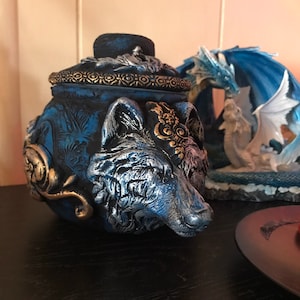 Wolf Head Apothecary Jar Potion Bottle / Gothic Home Decor Wiccan Altar ...