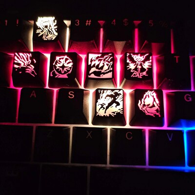 Custom Artisan Gaming Keycaps Silver Foils Resin Backlit Keycap ...