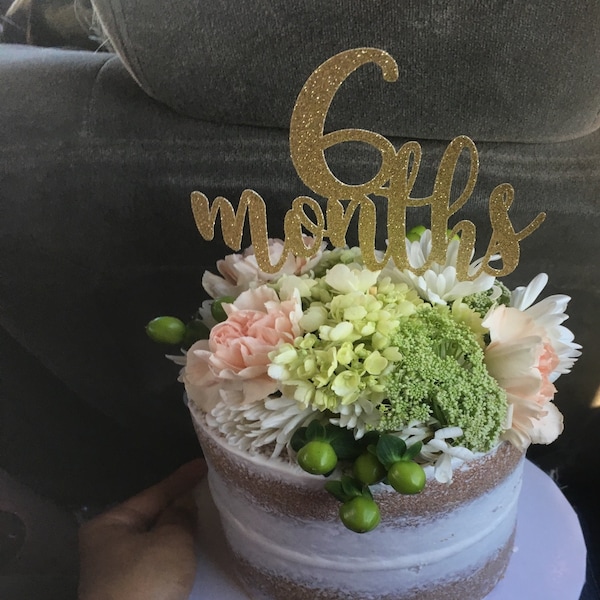 6 Months Cake Topper, 1/2 Birthday Glitter Cake Topper, Smash Cake, 6 ...
