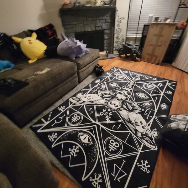 Skull Occult Moth Leviathan Bizarre Area Rug-occult Decor-skull Rug ...