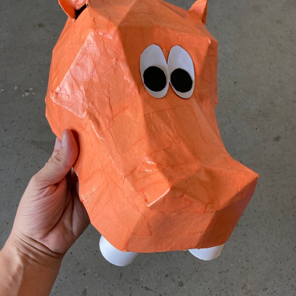 Hippo Mask Template - Paper Mask, Papercraft Mask, Masks, 3d Mask, Low ...