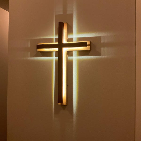 Handcrafted Lighted Wooden Cross: Cherry & Walnut Christian Decor - Etsy