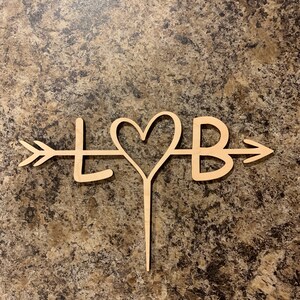 Wedding Cake Topper Arrow Cake Topper Initial Cake Topper Engagement ...