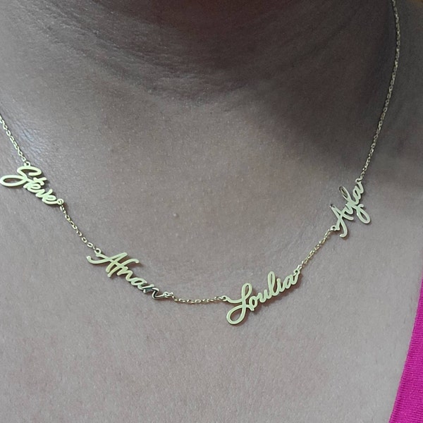 Multi-name Family Necklace, Multiple Nameplated Necklace, Personalized ...
