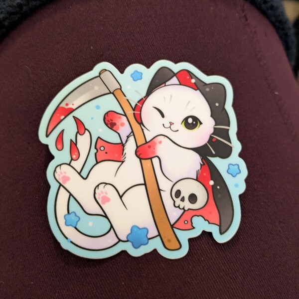 HOLOGRAPHIC Yokai Nekomata Japanese Folklore Neko Skull STICKER by ...