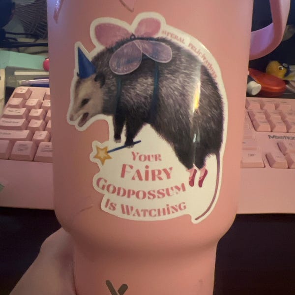 Fairy God Possum Sticker Decal - Original by Feral Felicitations - Etsy