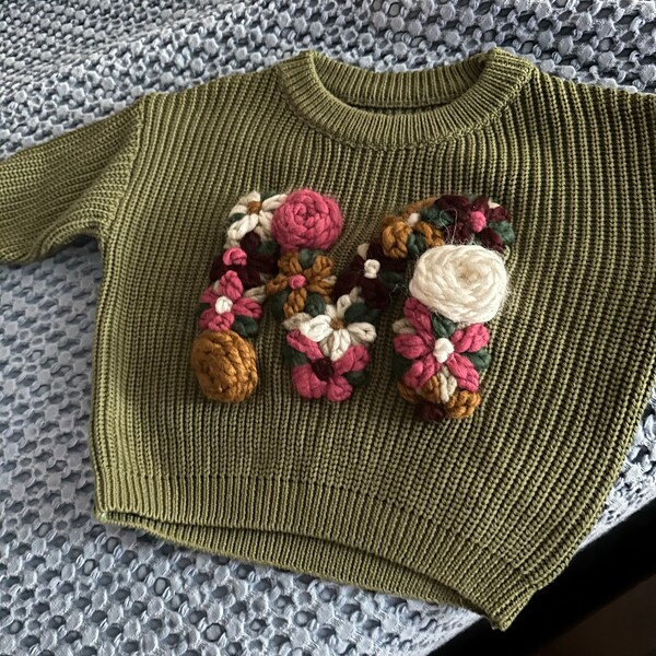 Adult Hand Embroidered Knit Sweater, Custom Sweater, Personalized Women ...