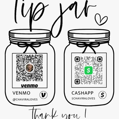 Printable Virtual Tip Jar Venmo Payment Sign, QR Code Sign Template ...