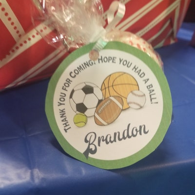 All Star Sport Birthday Favor Tags-self-editing Sport Thank You Tags ...