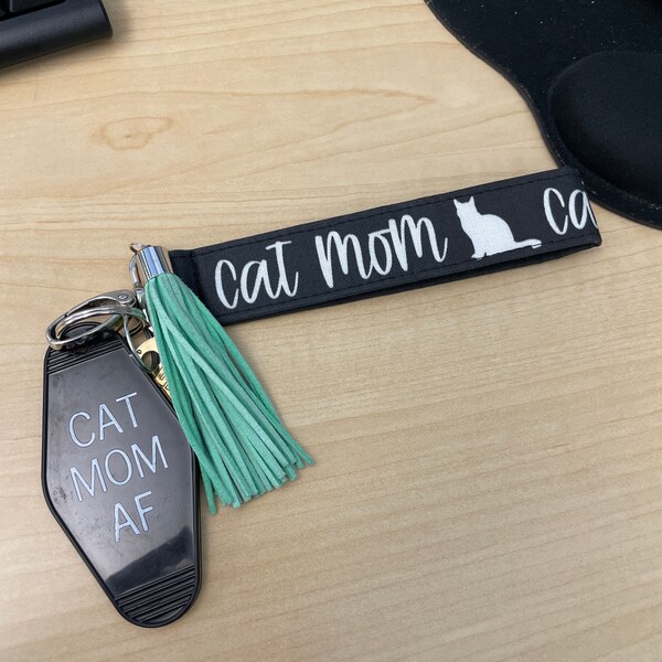 Cat Key Fob Wristlet | Cat Keychain Bracelet | Cat Mom Keychain ...