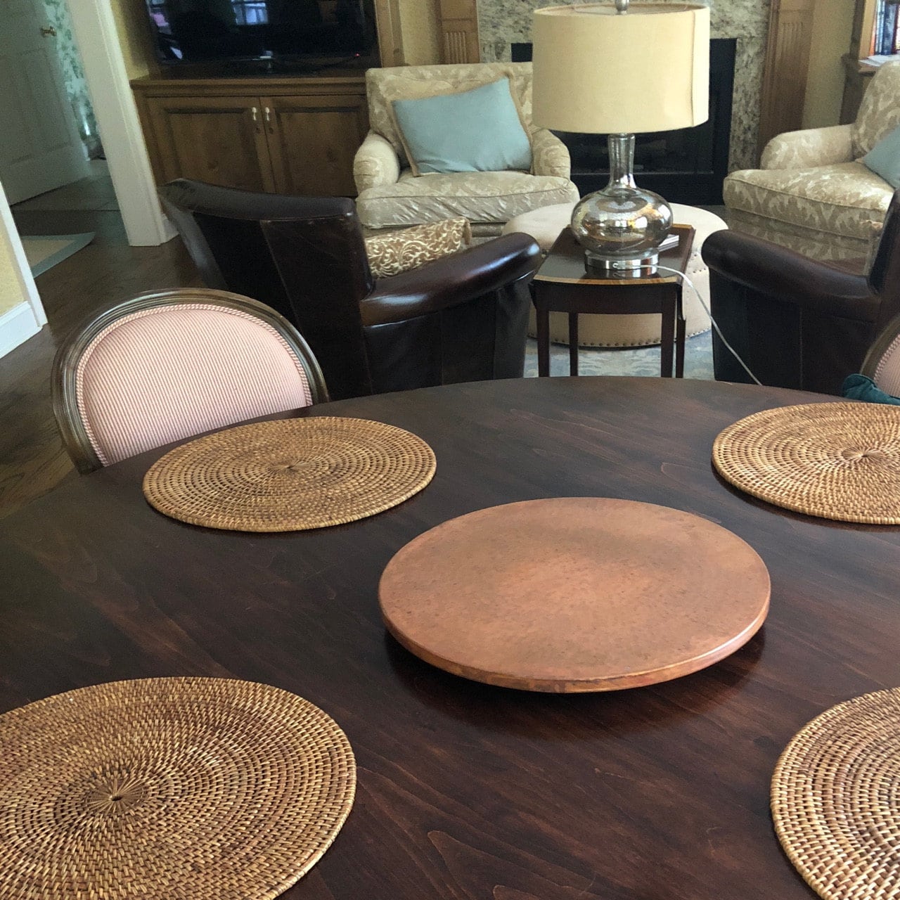 Hammered Copper Lazy Susan rotating serving tray (16 diameter)