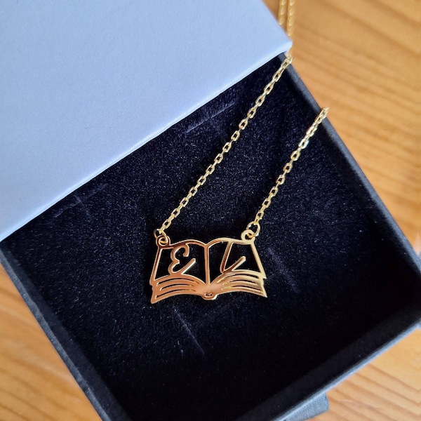 Book Necklace, Open Book Necklace, Book Lover Gift, Bookworm Gift, 925 ...
