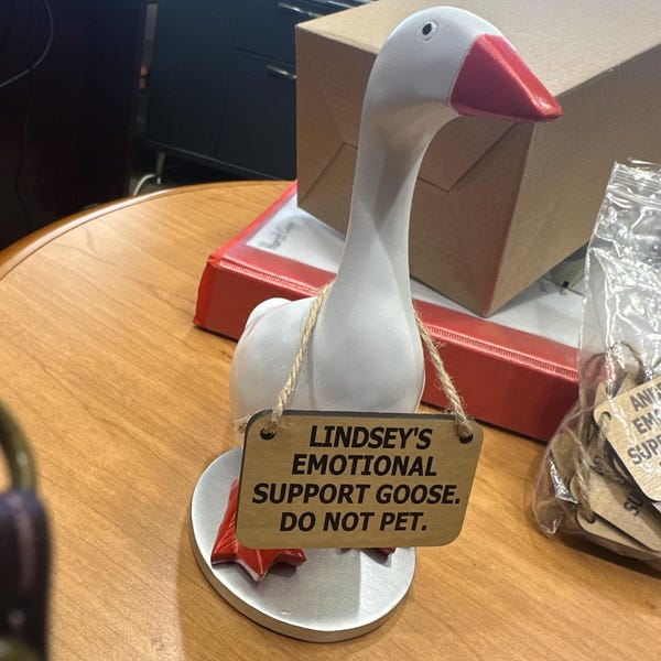 Emotional Support Desk Goose, Customized Sign, Stand for ...