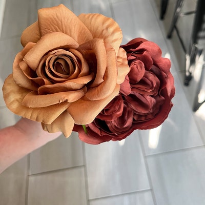 Toffee Artificial Rose Heads, 9cm Brown Silk Roses Head, Coffee Color ...