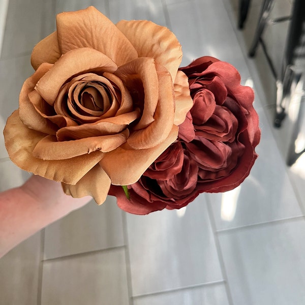 Toffee Artificial Rose Heads, 9cm Brown Silk Roses Head, Coffee Color ...