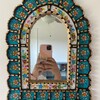 Blue and White Painted Glass Arch Mirror, Spanish Arch Mirror, Peruvian ...