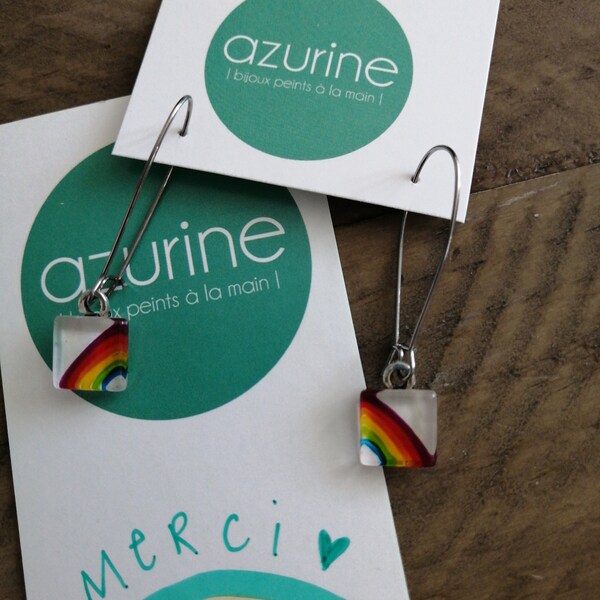 Minimalist Black and Silver Earrings Hand Painted Glass by Azurine - Etsy