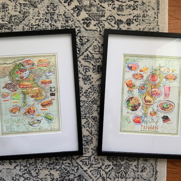 Vietnam Food Map Art Print: Watercolor Asian Cuisine Kitchen Decor - Etsy