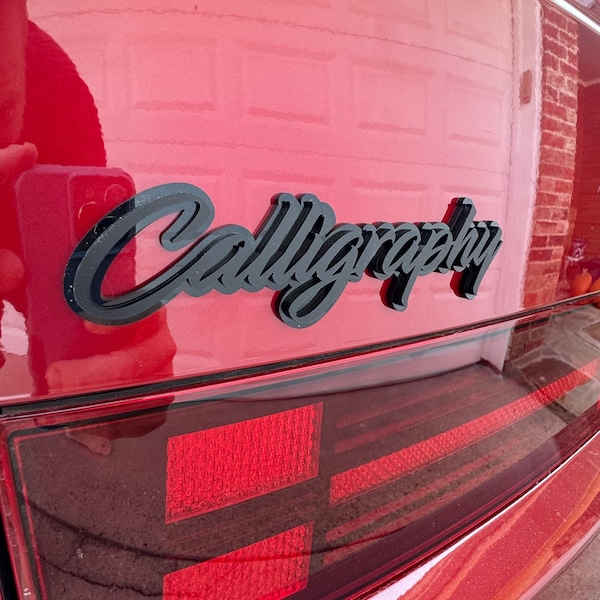 Custom Cursive Font Car Emblem - Custom Colors - Installs in Seconds ...