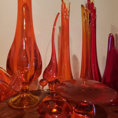 Vintage Lucite Triangular Candle Holders, Collectible Lucite Amber ...