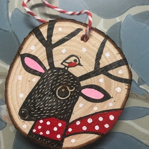 Reindeer Tree Decoration Christmas Ornament Hand Printed Handmade ...
