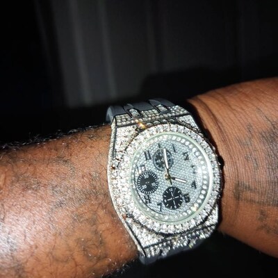 Men's 46mm Luxury Diamond Watch: End-to-end Fully Iced Out With ...