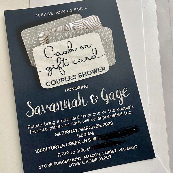 Gift Card Shower Invitation, Instant Download, Printable Editable ...