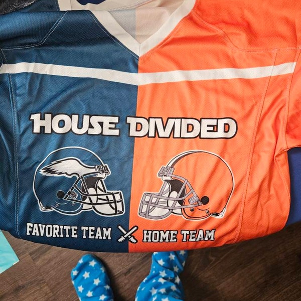 Custom Two Football Team Jersey, House Divided Football Jersey, House ...