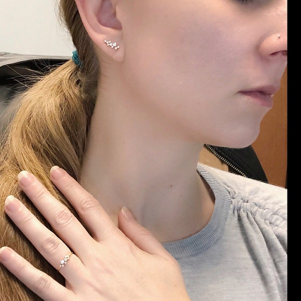 Sterling Silver Cluster Ear Climbers | Cluster Earrings | Unique Ear ...