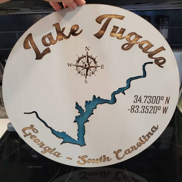 Set of 4 Custom Lake Map Art Drink Coasters, Lake House Houseboat ...