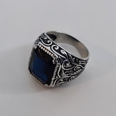 Turkish Handmade Silver Men's Ring, Men's Handmade Ring, Yemeni Men's ...