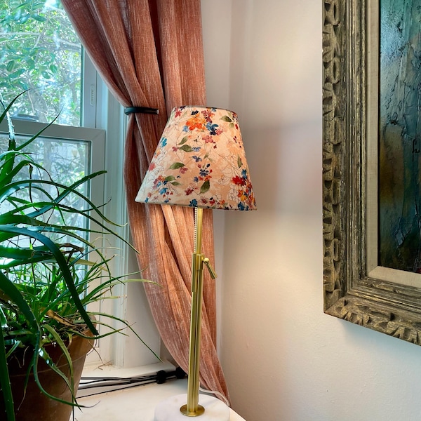Watercolor Flowers Lamp Shade. Beige Background. Colorful. Plants ...