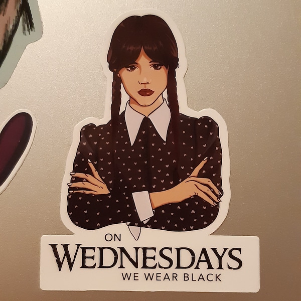 On Wednesdays We Wear Black Sticker | Wednesday Sticker | Adams Family ...