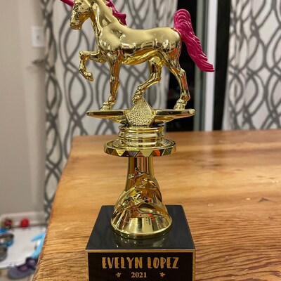 Pink Unicorn Trophy With Custom Engraving - Etsy