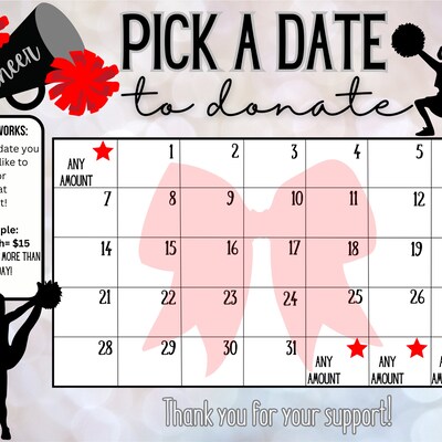 Softball Pick a Date to Donate, INSTANT DOWNLOAD, Fundraiser, Pay the ...