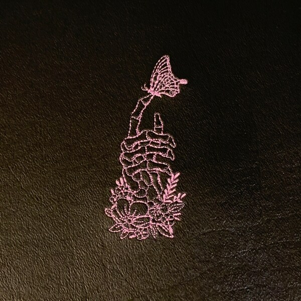 Skeleton Hand With Butterfly and Flowers Machine Embroidery Design. 4 ...