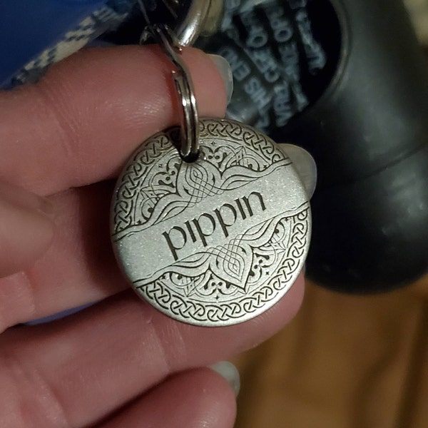 Personalized Pet Tag - Elven Scrollwork With Celtic Border - Custom Dog ...