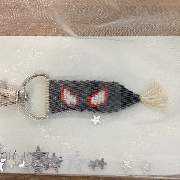 Handmade Spiderman Keychain ( Black White Red Knitted Braided Woven ...