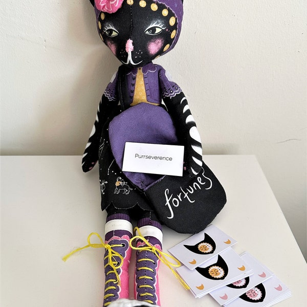 DIY Kit - Astrid the Fortune Teller Cat Doll With Fortune Telling Cards ...