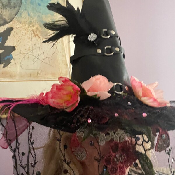 Felt Nature Fancy Witch Hat. Rustic Halloween Witchy Cosplay Wizard ...