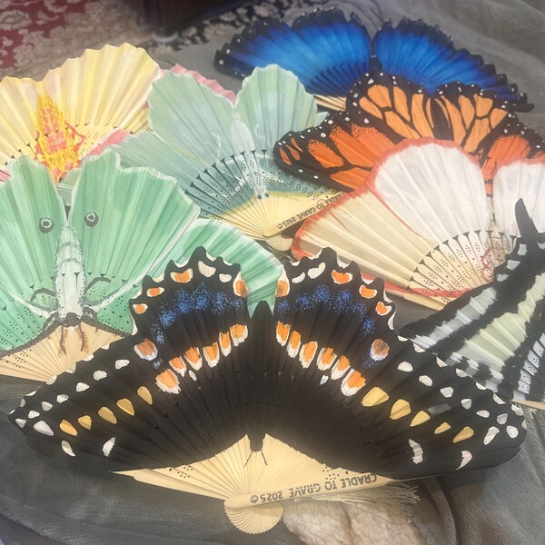 Hand Painted Moth/butterfly Fan - Etsy