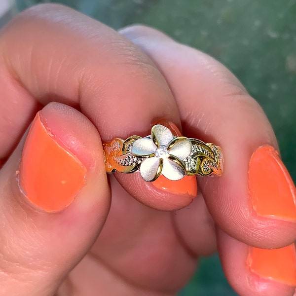 Sterling Silver Yellow Gold Plated 2 Tone Hawaiian Heirloom Scroll ...