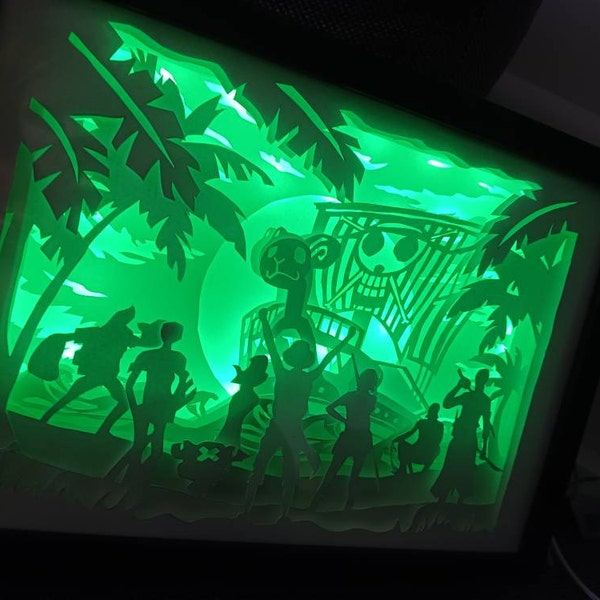 One Piece 6 - Paper Cut Light Box Template Files, Shadow Box, 3D ...
